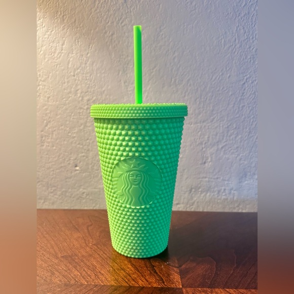 Starbucks | Dining | Starbucks Neon Green Studded Tumbler With Straw ...